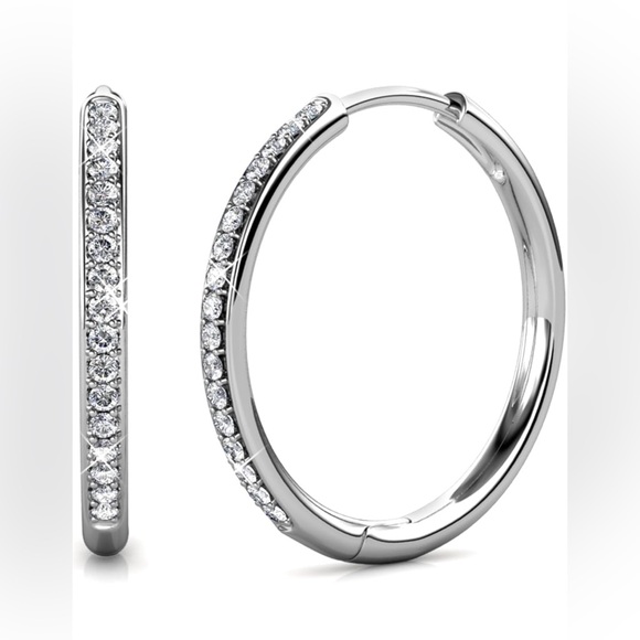 Jewelry | Cate Chloe Bianca 18k White Gold Plated Hoop Earrings For ...
